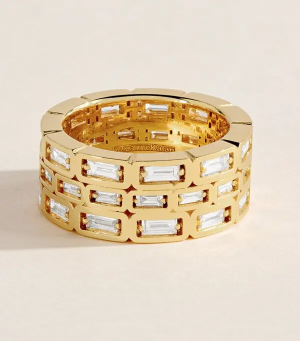 SUZANNE KALAN 18k Yellow Baguette Diamond Eternity Ring - Gold