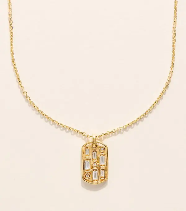 SUZANNE KALAN Yellow Diamond Dog Tag Pendant Necklace - Gold