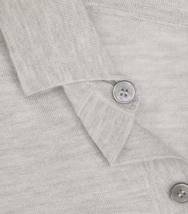 Paul & Shark Cashmere-silk Suede-trim Polo Shirt - Grey