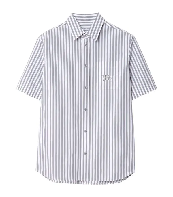Burberry Poplin Stripe Short Sleeve Shirt - White