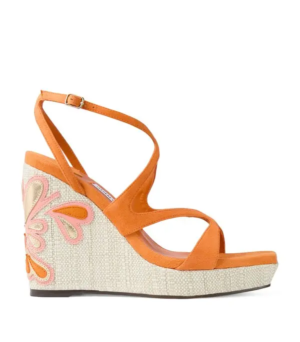 JIMMY CHOO Ayla 110 Suede Wedge Sandals