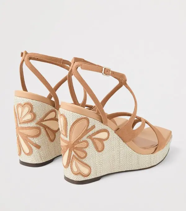 JIMMY CHOO Ayla Suede Wedge Sandals - Beige