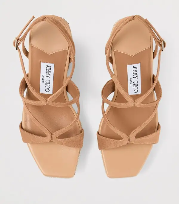 JIMMY CHOO Ayla Suede Wedge Sandals - Beige