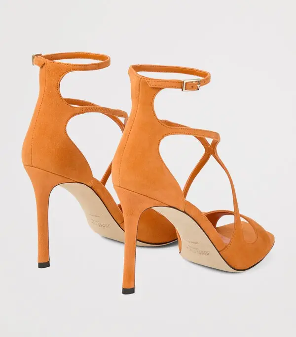 JIMMY CHOO Azia 95 Suede Stiletto Sandals - Orange
