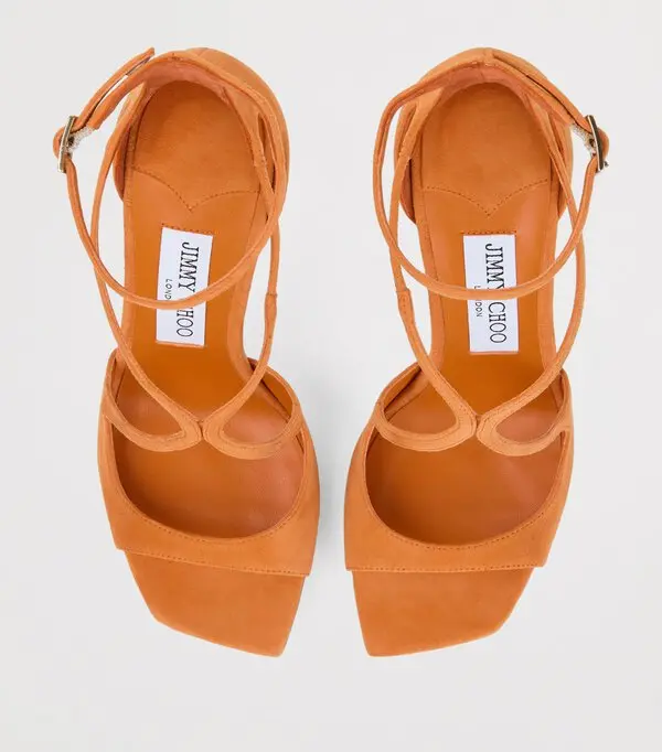 JIMMY CHOO Azia 95 Suede Stiletto Sandals - Orange