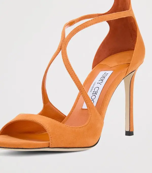 JIMMY CHOO Azia 95 Suede Stiletto Sandals - Orange