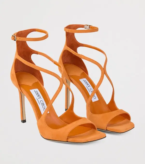 JIMMY CHOO Azia 95 Suede Stiletto Sandals - Orange