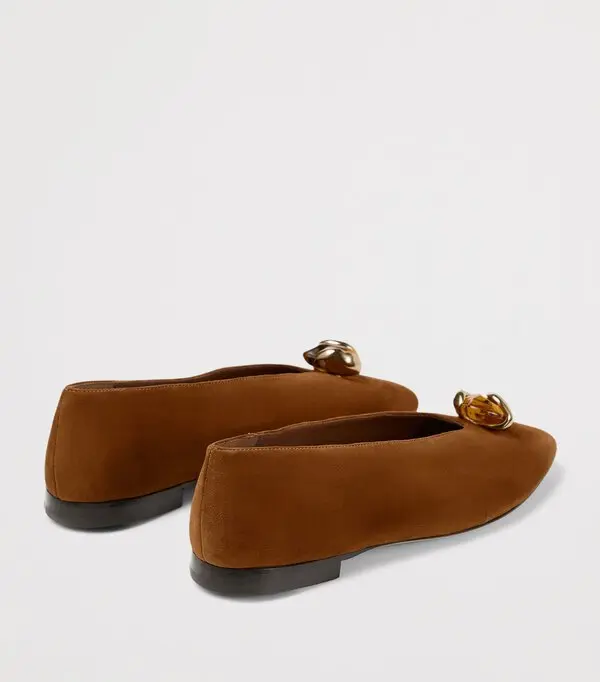 JIMMY CHOO Margot Pointed Toe Suede Ballet Flats - Beige