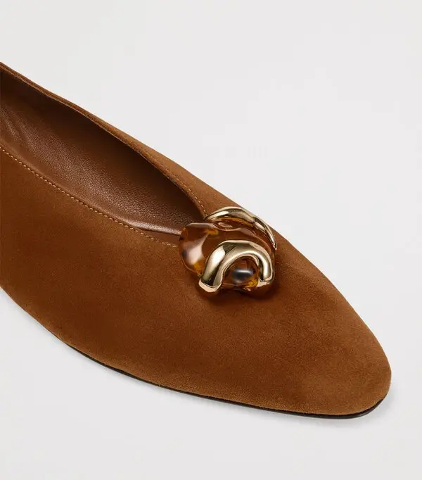JIMMY CHOO Margot Pointed Toe Suede Ballet Flats - Beige