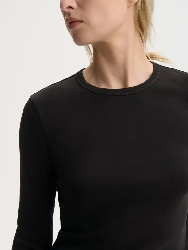 BY MALENE BIRGER Brita Organic Cotton Long-sleeved T-shirt - Black