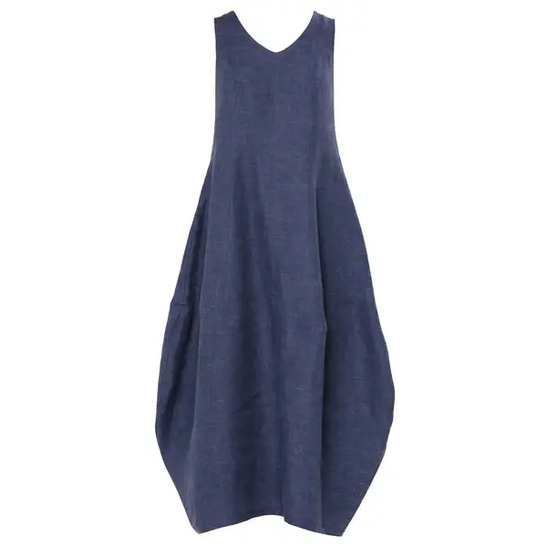 METAMORPHOZA Linen Denim Balloon Dress - Blue