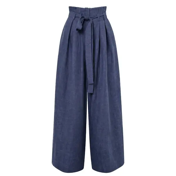 METAMORPHOZA Linen Denim Wide-leg Trousers