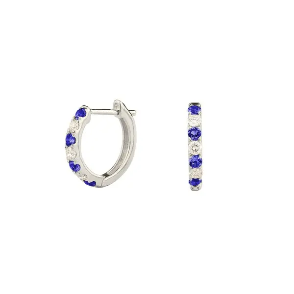 JUVETTI  Stacy Huggie Earrings With Sapphires And Diamonds In White Gold - Blue/white