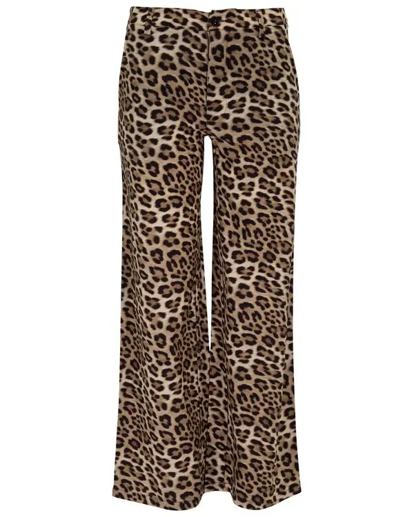 LORDS OF HARLECH Phoebe Leopard Print Wool Wide-leg Pants