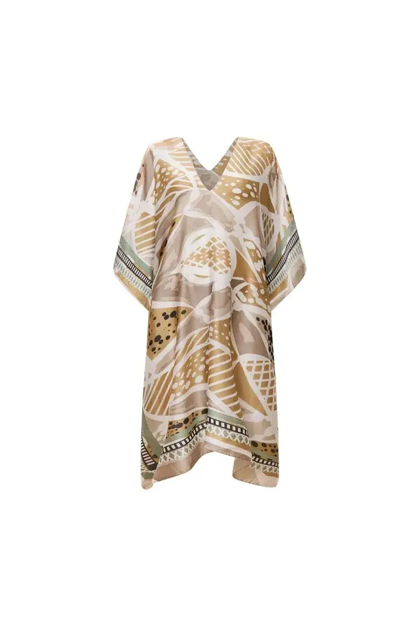 JAMES LAKELAND Beige Petal Mosaic Kaftan - Brown