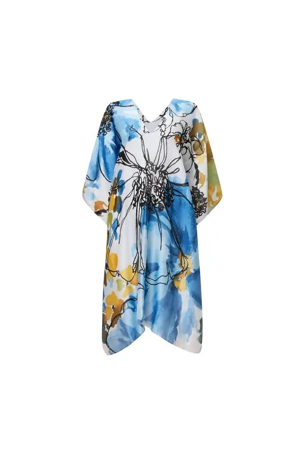 JAMES LAKELAND Floral Sketch Kaftan - Blue