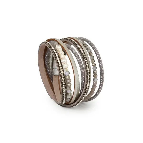 Saachi Serilda Wrapped Bracelet With Pearls And Crystals - Silver