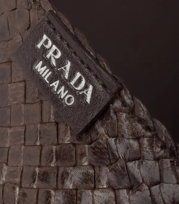 Prada Woven Leather Crisscross Sandals