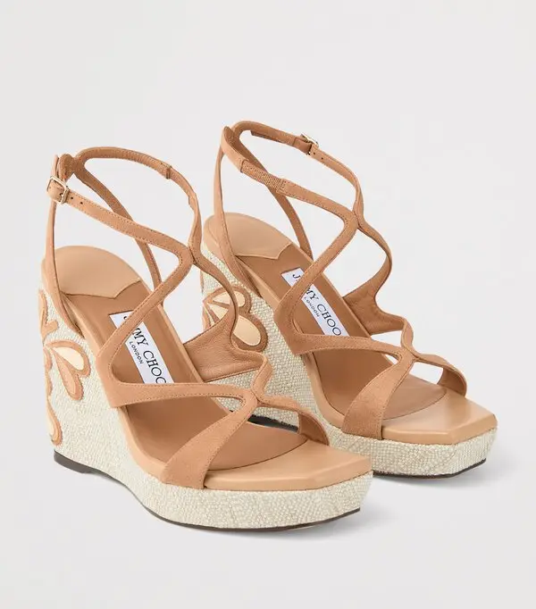 JIMMY CHOO Ayla 110 Suede Wedge Sandals