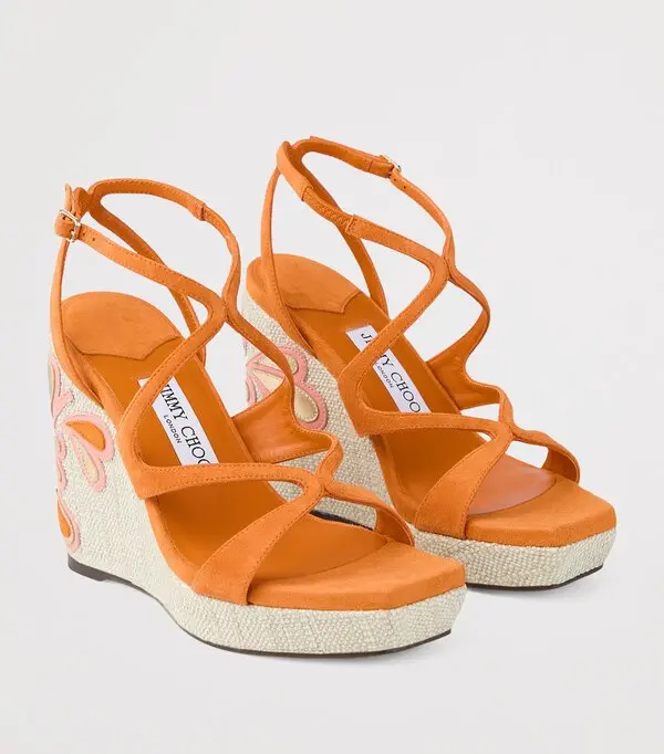 JIMMY CHOO Ayla Suede Wedge Sandals