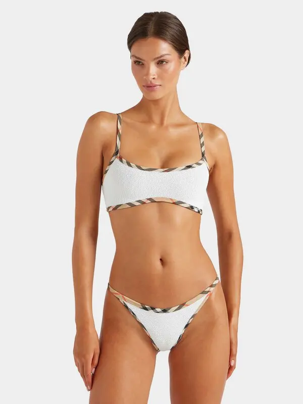 Hunza G X Burberry Two-piece Swimsuit With Signature Check Trims - White/check
