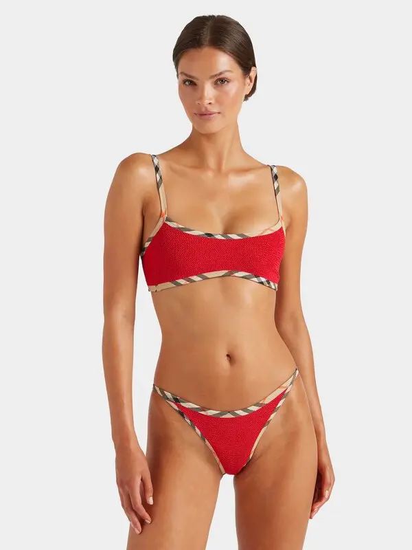 Hunza G X Burberry Two-piece Swimsuit With Burberry Check Trim - Red/check