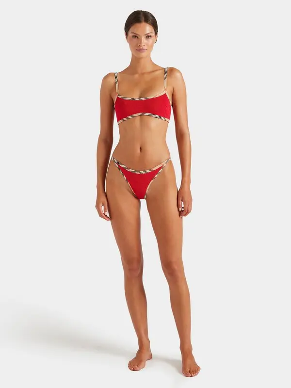 Hunza G X Burberry Two-piece Swimsuit With Burberry Check Trim - Red/check