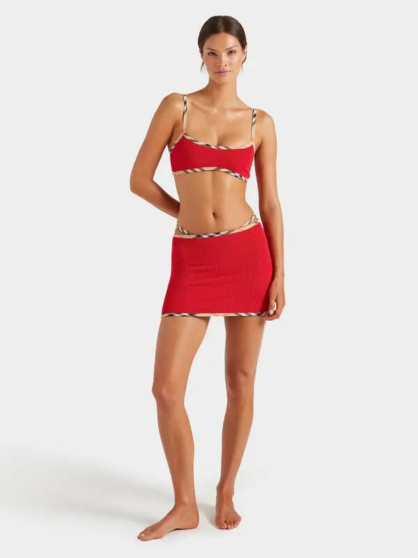 Hunza G X Burberry Two-piece Swimsuit With Burberry Check Trim - Red/check