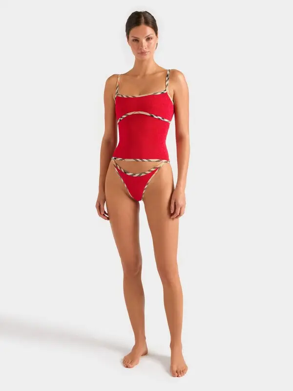 Hunza G X Burberry Two-piece Swimsuit With Burberry Check Trim - Red/check