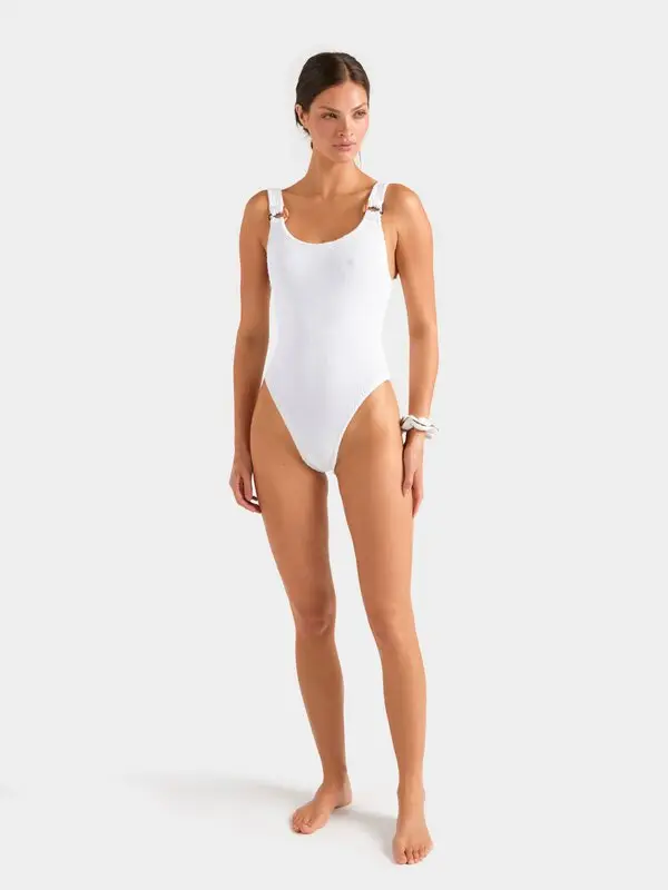 Hunza G X Burberry One Piece Swimsuit With Signature Crinkle - White/check