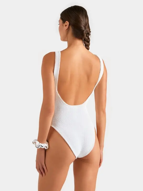 Hunza G X Burberry One Piece Swimsuit With Signature Crinkle - White/check
