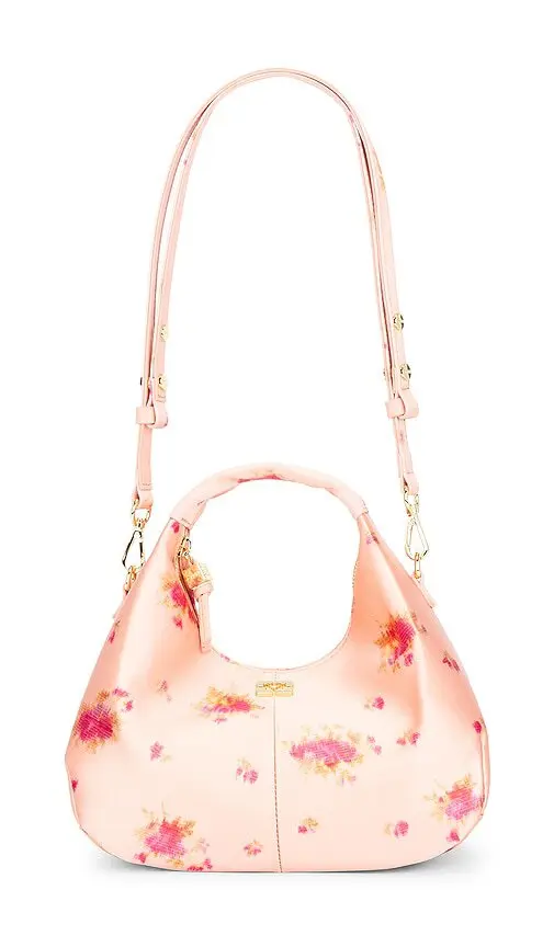 GANNI Printed Satin Hobo Mini Bag - Peach