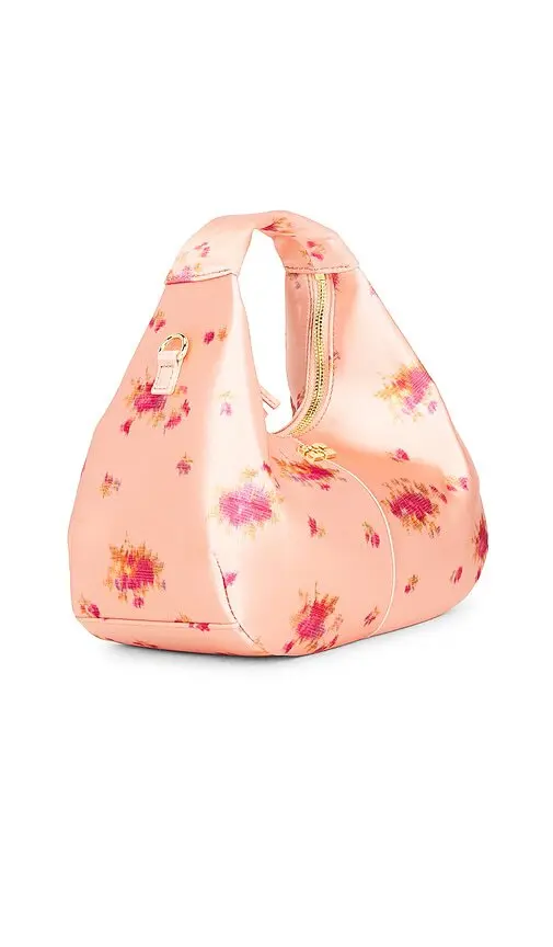 GANNI Printed Satin Hobo Mini Bag - Peach