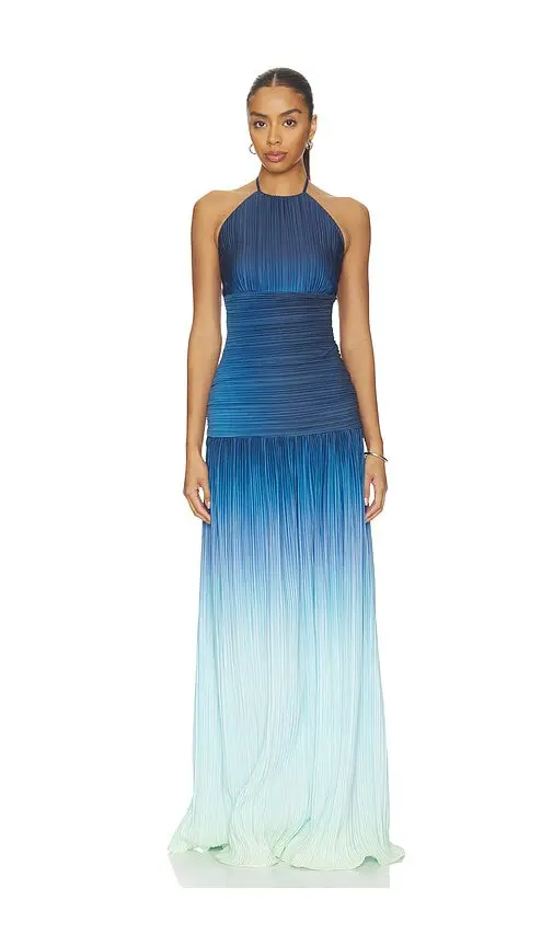 MAYLE VASQUEZ Sirena Halterneck Plisse Gown