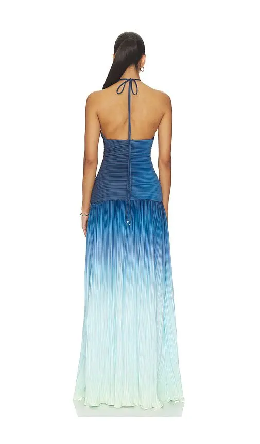 MAYLE VASQUEZ Sirena Halterneck Plisse Gown