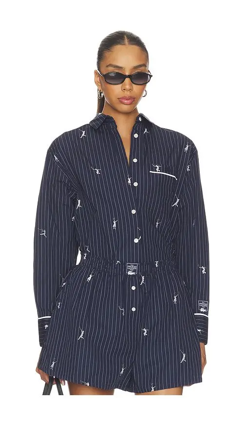 Lacoste Oversize Fit Jacquard Shirt - Navy