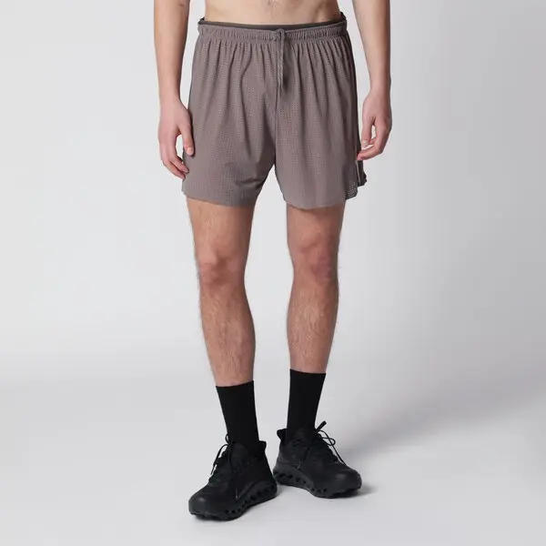 Satisfy Taupe Micro Jersey Shorts With Perforated Inserts - Brown