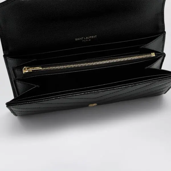 Saint Laurent Large Cassandre Matelassé Wallet - Black