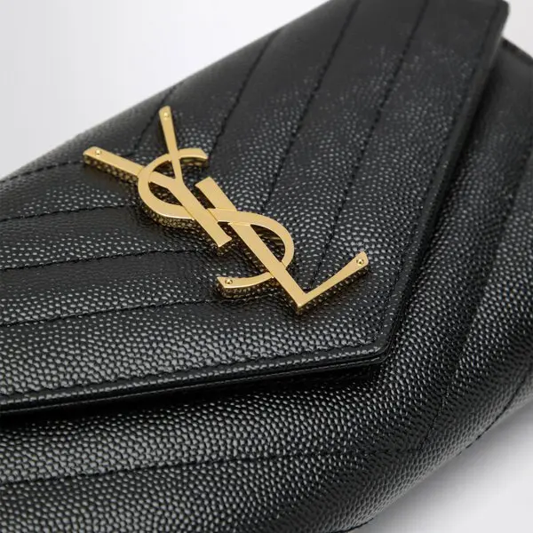Saint Laurent Large Cassandre Matelassé Wallet - Black