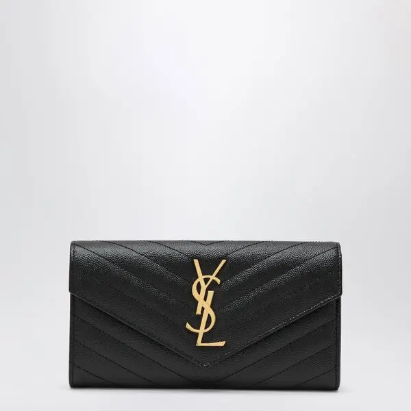 Saint Laurent Large Cassandre Matelassé Wallet - Black