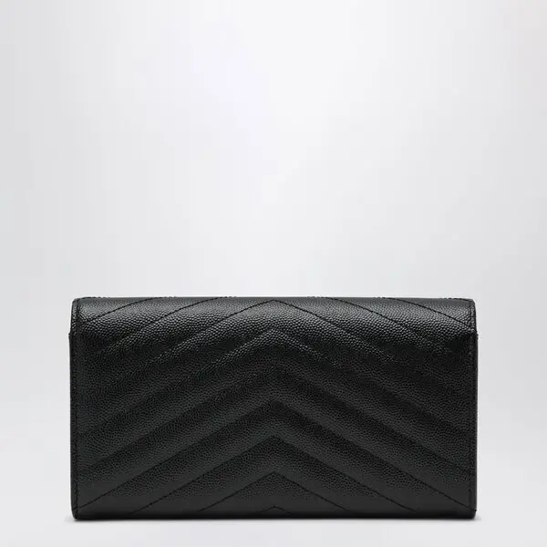 Saint Laurent Large Cassandre Matelassé Wallet - Black