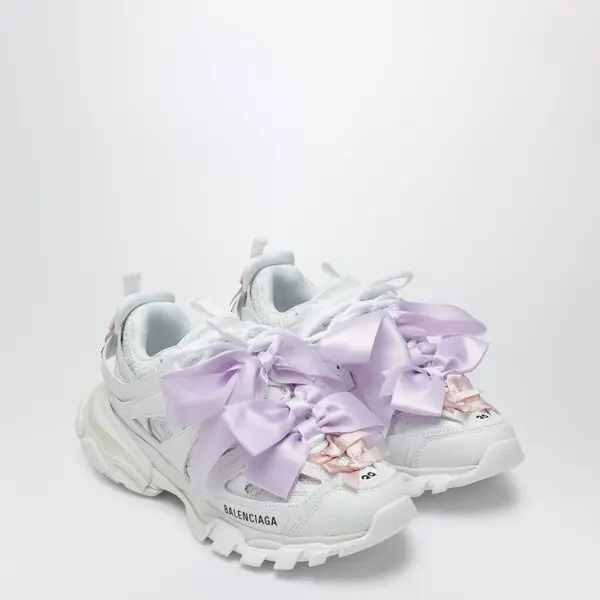 Balenciaga Track Bow Sneakers In Mixed Materials - White