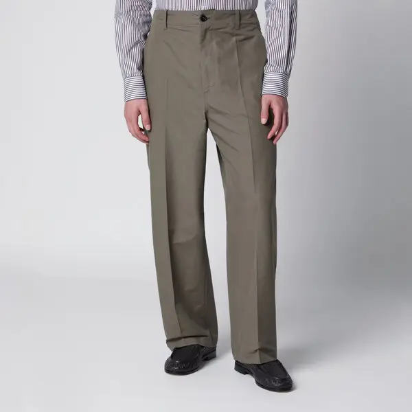 Bottega Veneta Steel Wide-leg Cotton Canvas Trousers