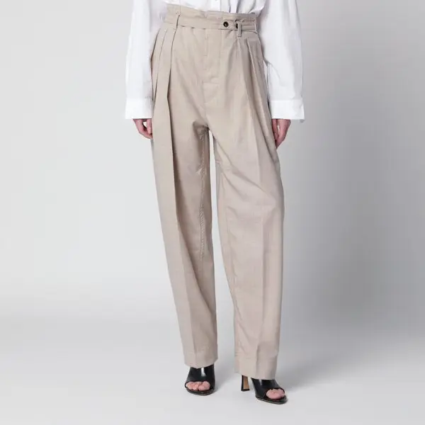 Bottega Veneta Mélange Wool Trousers - Beige