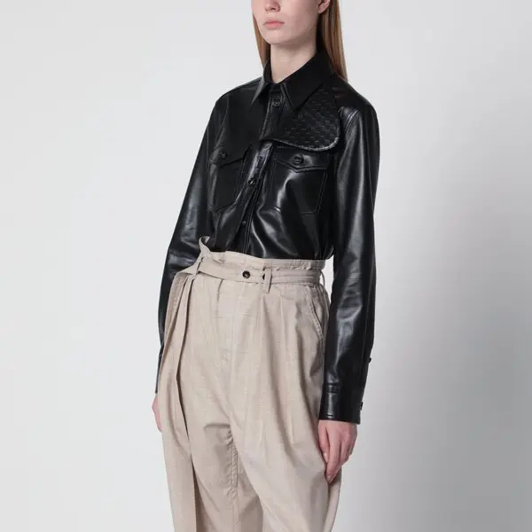 Bottega Veneta Semi-glossy Lamb Leather Shirt - Black