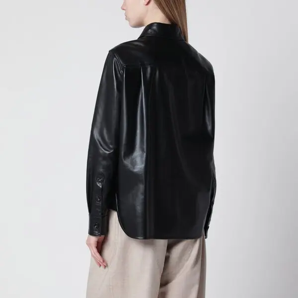 Bottega Veneta Semi-glossy Lamb Leather Shirt - Black