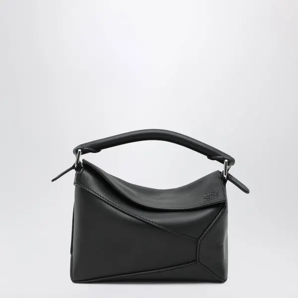 Loewe Mini Puzzle Edge Bag In Leather - Black