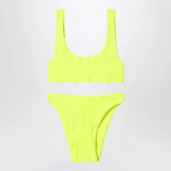 MC2 SAINT BARTH Baker Bikini In Neon Crinkle Fabric - Yellow