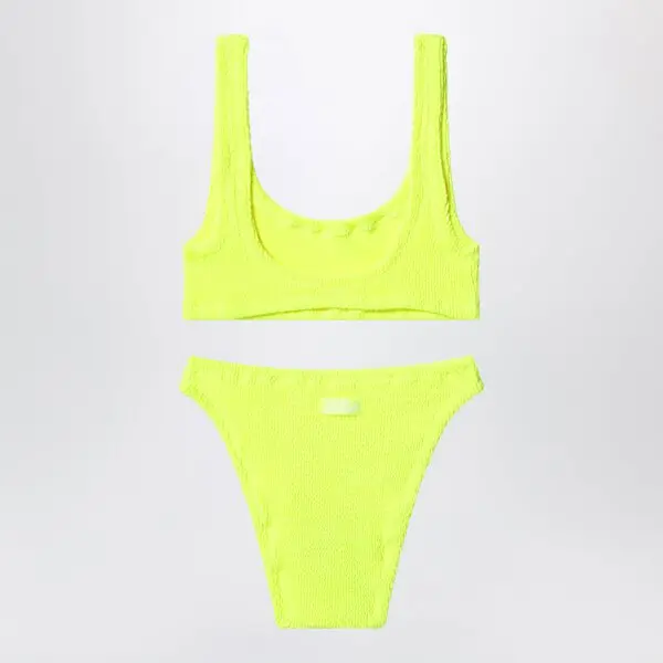 MC2 SAINT BARTH Baker Bikini In Neon Crinkle Fabric - Yellow