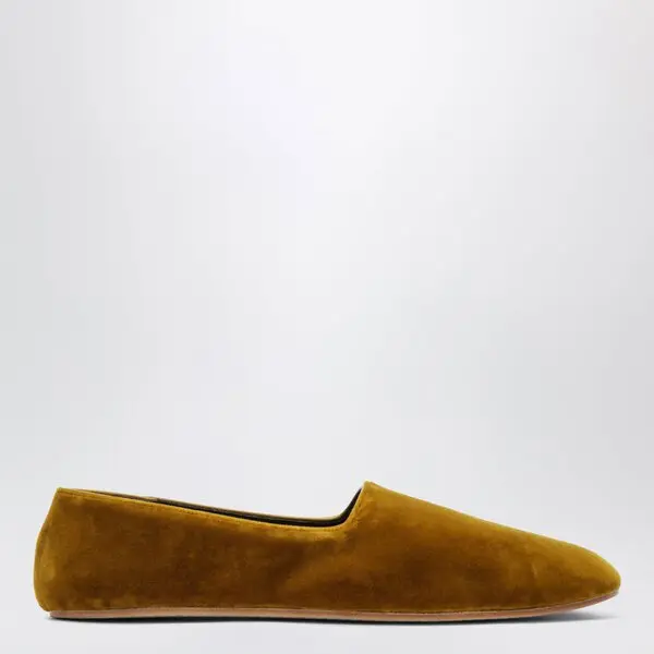 THE ROW Ponti Velvet Slip-on Slippers - Beige